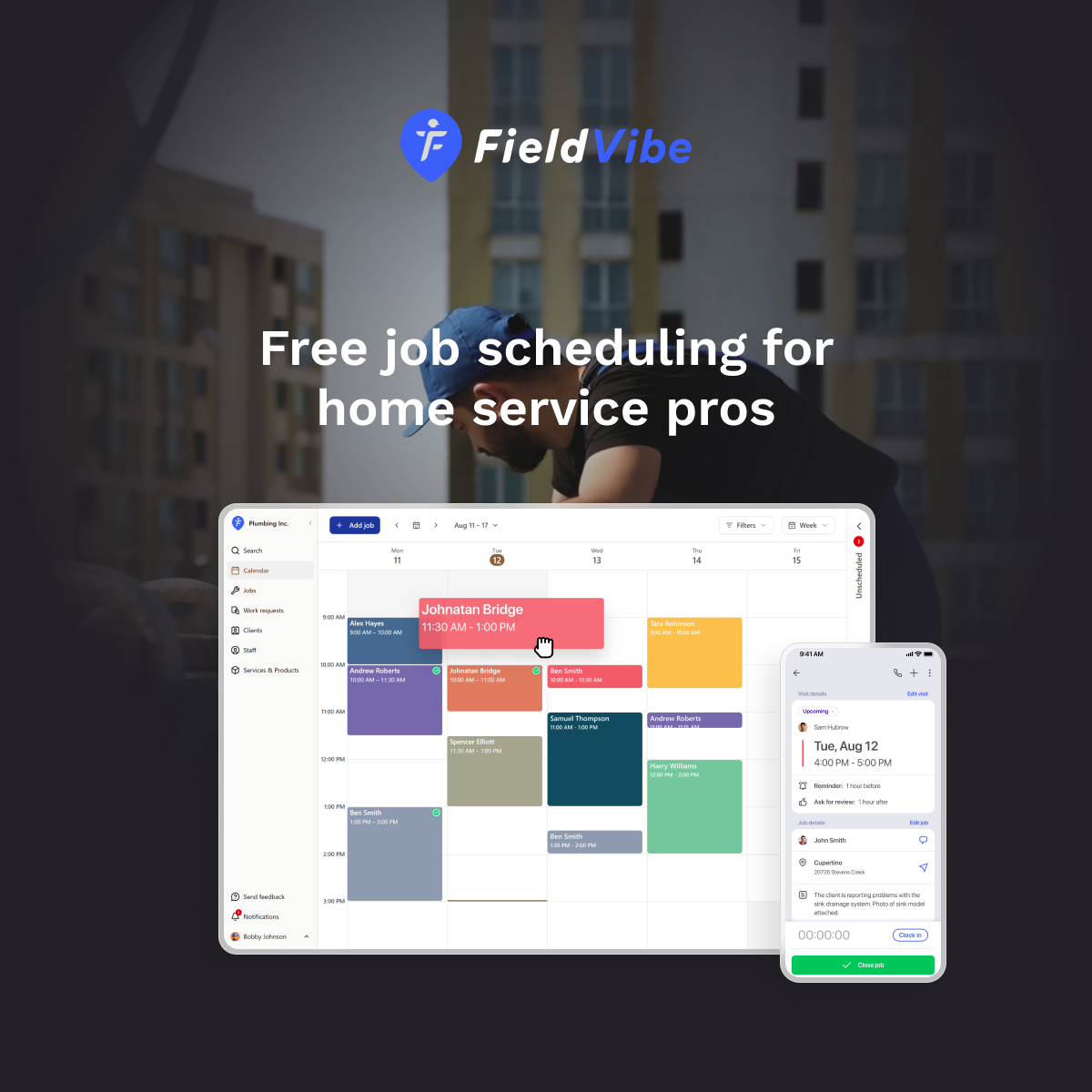 Free scheduling app for solo field service professionals | FieldVibe ...